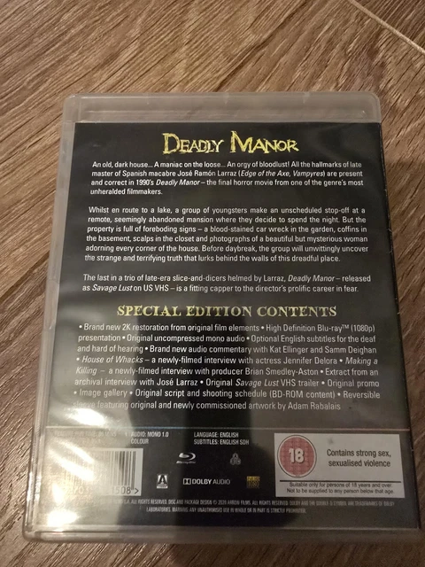 DEADLY MANOR - Arrow BLU RAY - SLASHER HORROR £9.73 - PicClick UK