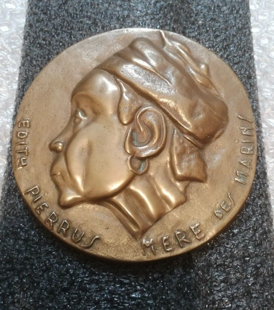 RARE MÉDAILLE PORTRAIT Édith pierres mère des marins 14,5cm EUR 40,00 ...