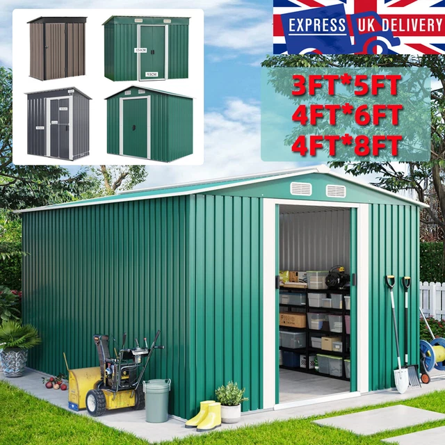 LARGE OUTDOOR METAL Garden Shed 6X4FT 8X4FT Garden Storage House WITH ...