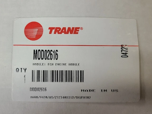 TRANE. P/N: MOD02616. Ecm Engine Module Control Board. X13651565-10 Rev ...