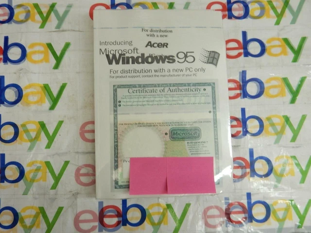 MICROSOFT WINDOWS 95 booklet with Certificate of Authenticity and ...