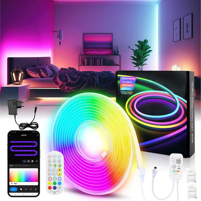 2-10M NEON LED Streifen RGBIC 3535 APP Strip Innen Flex Schlauch Stripe ...