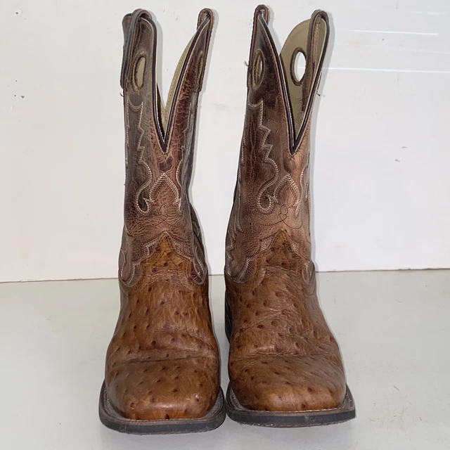SMOKY MOUNTAIN WESTERN Boots Cognac Ostrich & Brown Leather Men's Size ...