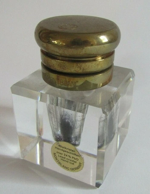 ANCIEN ENCRIER EN cristal et laiton Montblanc - TRES BEL ETAT EUR 110 ...