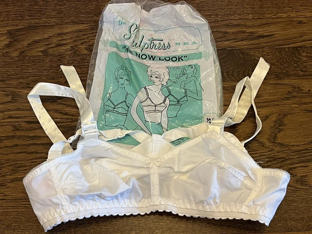 NEW VINTAGE 1970'S Sculptress White Poly Bra Style 522 w/Attached ...