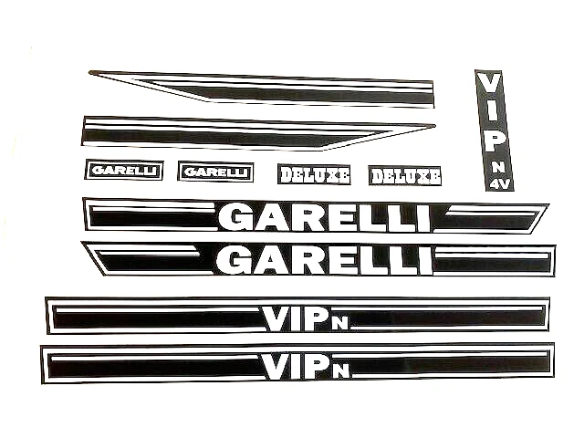 GARELLI VIP 4 DE LUXE N 4V kit completo ADESIVI COLORE NERO SCRITTA ...