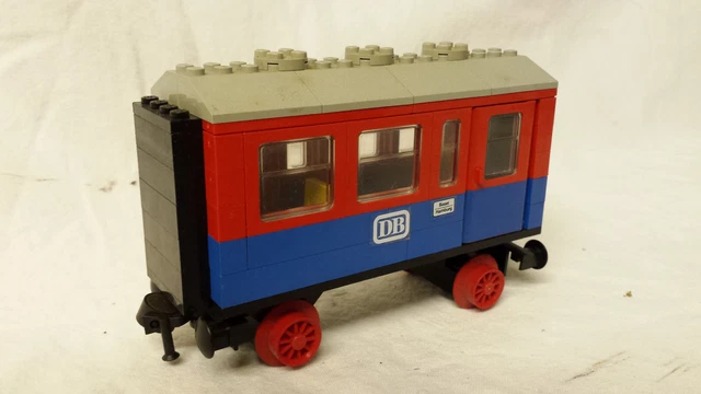 LEGO FERROVIA 12 V vagone passeggeri 7818 del 1980 + vagone ferroviario ...