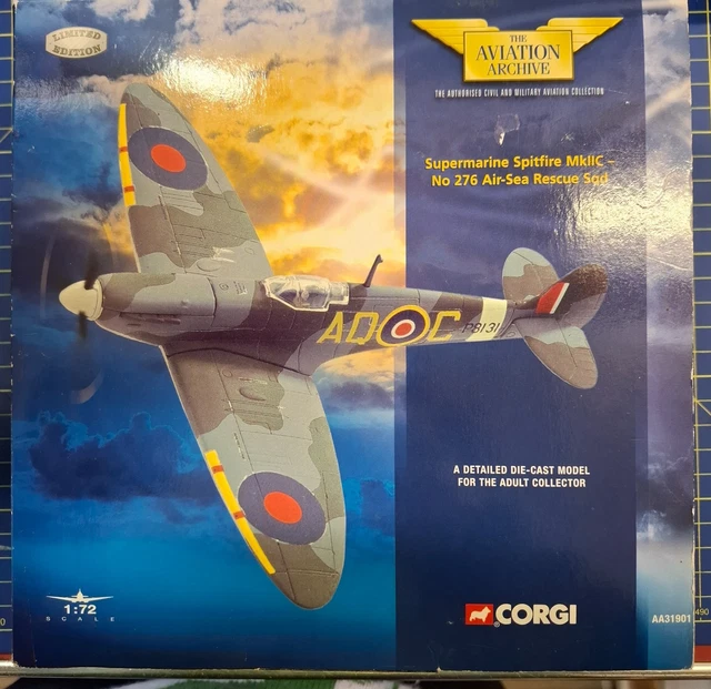 CORGI AVIATION ARCHIVE 1/72 Scale Supermarine Spitfire MkIIC Die Cast ...