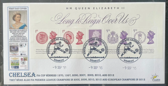 CHELSEA QUEEN ELIZABETH Longest Serving Monarch Dawn First Day Cover £7 ...