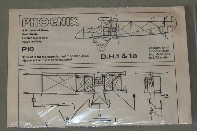 PHPOENIX MODELS AIRCO DH.1/DH.1a Vacform plastic model kit in 1:72 ...