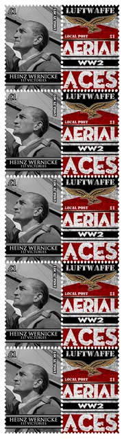 HEINZ WERNICKE GERMAN Luftwaffe Ace Pilot Ww 2 Strip Of 10 Mint ...