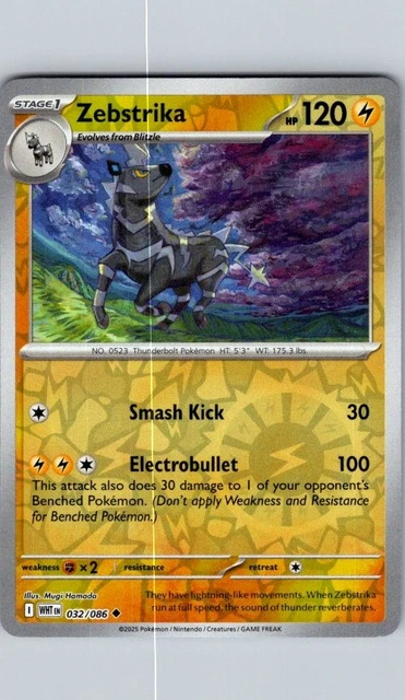POKEMON | SV: White Flare | Zebstrika | 032/086 | Reverse Holo | NM £1. ...