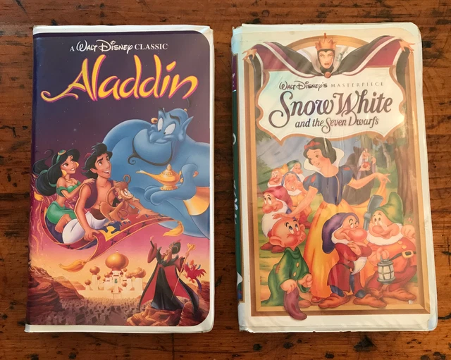 WALT DISNEY VHS Aladdin 1662 + Snow White 1524 Home Movie Masterpiece ...