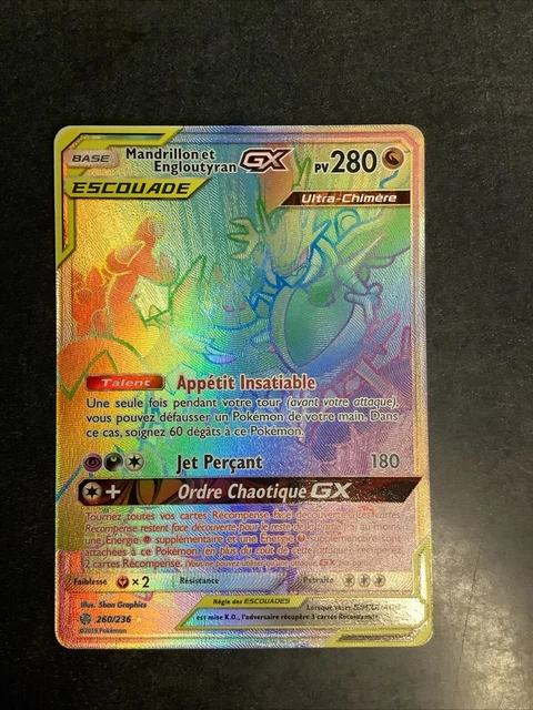 CARTE POKEMON SL12 Mandrillon et Engloutyran GX Escouade Rainbow 260/ ...