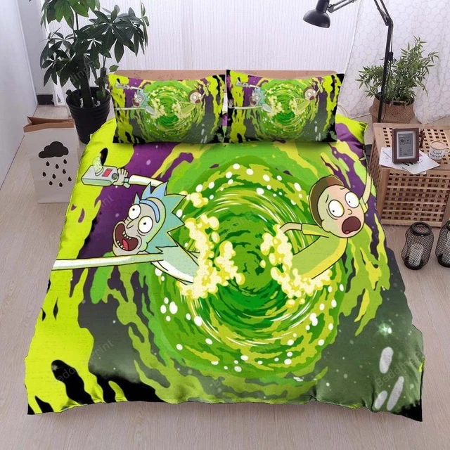 RICK AND MORTYS Quilt Duvet Cover Set Queen Bed Linen Soft Bedroom ...
