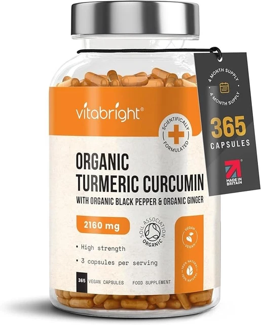 TURMERIC BLACK PEPPER 2160mg 365 Tablets High Strength Curcumin ...