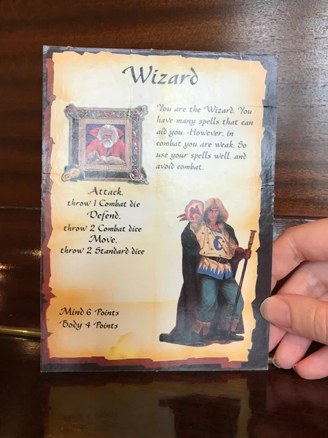 HEROQUEST CHARACTER CARD Wizard, Vintage Board Game Character Wizard ...