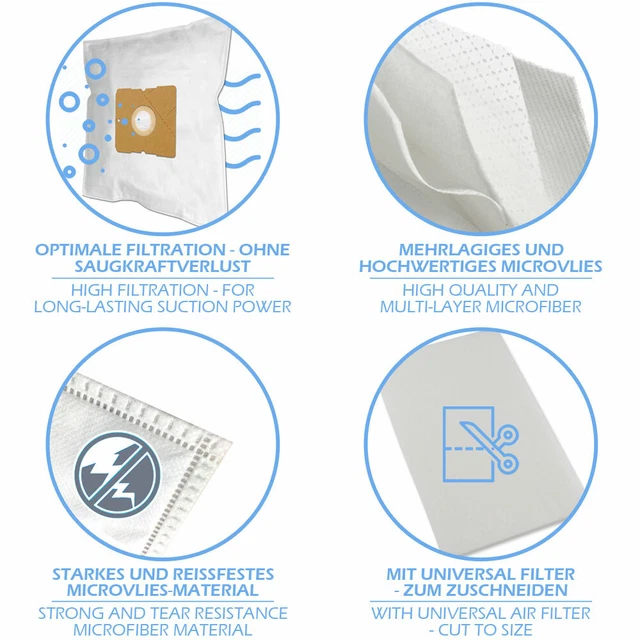 10 BOLSAS DE aspiradora Para Philips HR 6309 / HR6309 EUR 12,95 ...