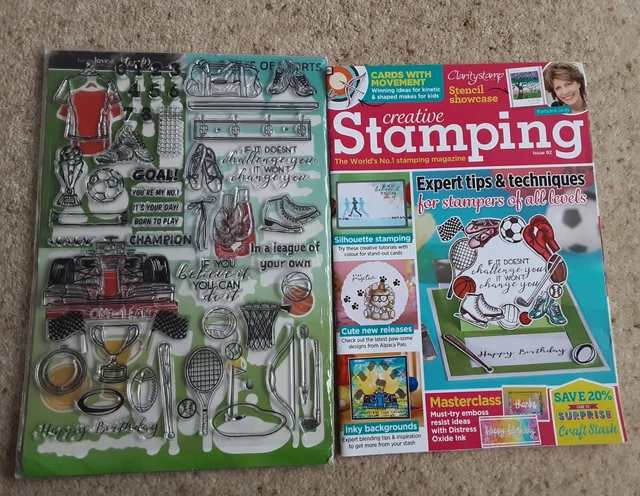 CREATIVE STAMPING MAGAZINE With A4 Sheet Of Sporting Themed Stamps. New ...