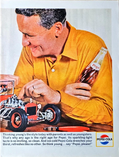 PEPSI COLA FATHER son car original center fold 1964 Vintage Print Ad £ ...