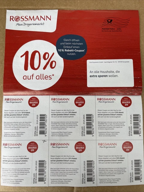 NEU 6 ROSSMANN 10% Gutscheine bis 31.01.25 Coupons auf alles… auch bei ...