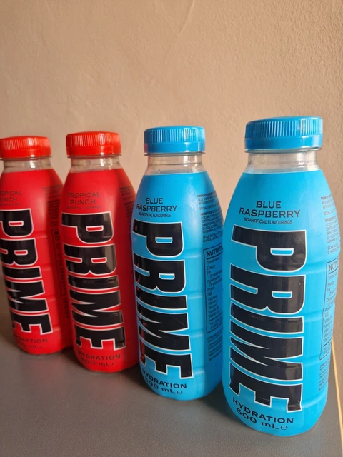 PRIME HYDRATION DRINK 🔴Tropical Punch x2 Bottles 🔵2x Blue Raspberry ...