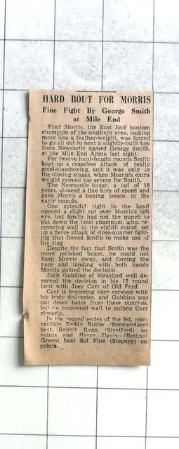 1935 NEWCASTLE BOXER George Smith Makes Fred Morris Work Hard, Fine ...