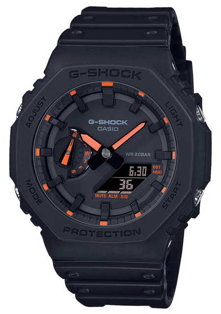 CASIO G-SHOCK CLASSIC Anadigi Homme Montre Noir/Orange GA-2100-1A4ER ...