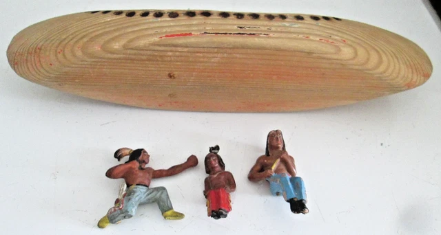 DDR INDIANERKANU HOLZ ,alt, mit einiger Besatzung -ansehn-Gummi ,rar ...
