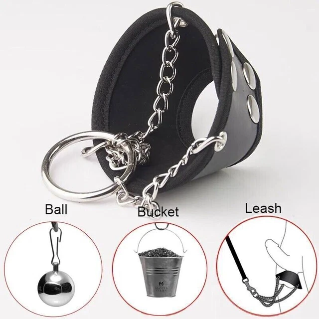 Leather Penis Cock Sex Ring Sm Parachute Ball Stretcher Cbt Bondage