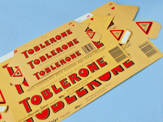 THREE VINTAGE 1980'S TOBLERONE Chocolate wrapper box packaging printer ...