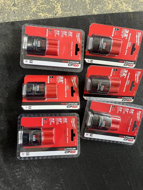 MILWAUKEE M12 RED Lithium 12V 2Ah Battery - 48-11-2420 (set Of 6 ...