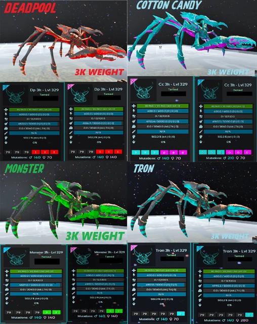 ARK SURVIVAL ASCENDED pve Karkinos 3K WEIGHT Monster tron pair adults ...