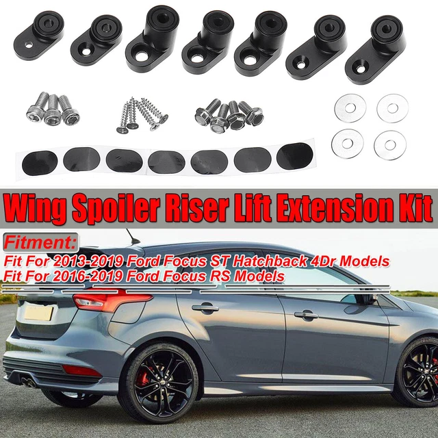 BLACK REAR WING Spoiler Riser Extender Kit For 13-19 Ford Focus ST ...