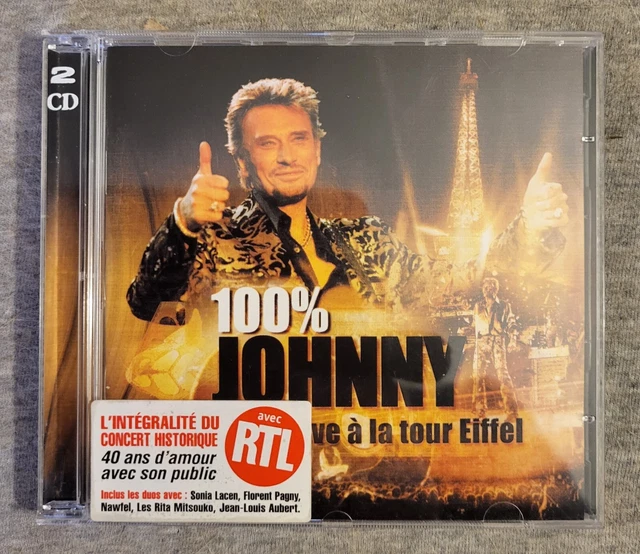 CD X2 ALBUM Johnny Hallyday 100% Johnny - Live À La Tour Eiffel / 2000 ...