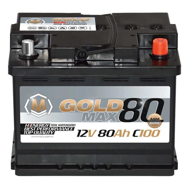 VERSORGUNGSBATTERIE AGM 80AH 12V Goldmax Solar Batterie Mover Caravan ...