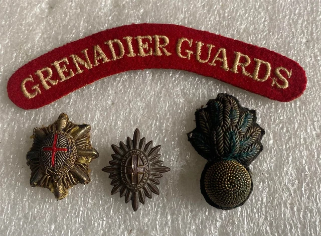 WW2 BRITISH ARMY Grenadier Guards Officers Cap / Beret Badge Rank Pips ...