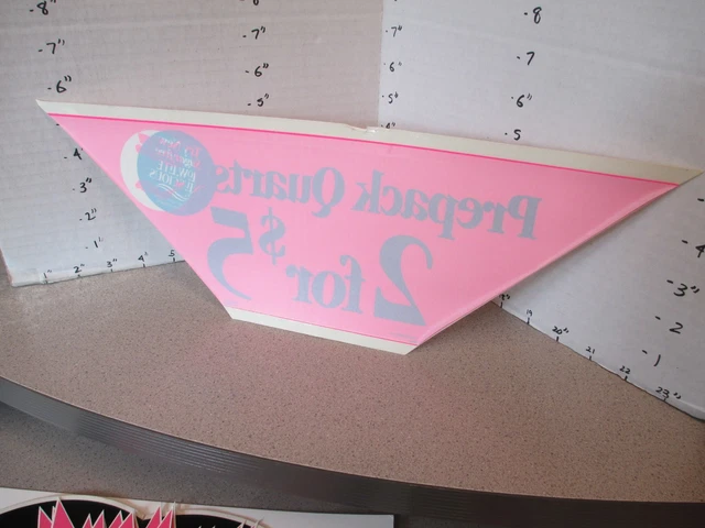 BASKIN ROBBINS PREPACK QUART ice cream 1980s store sticker sign PINK ...