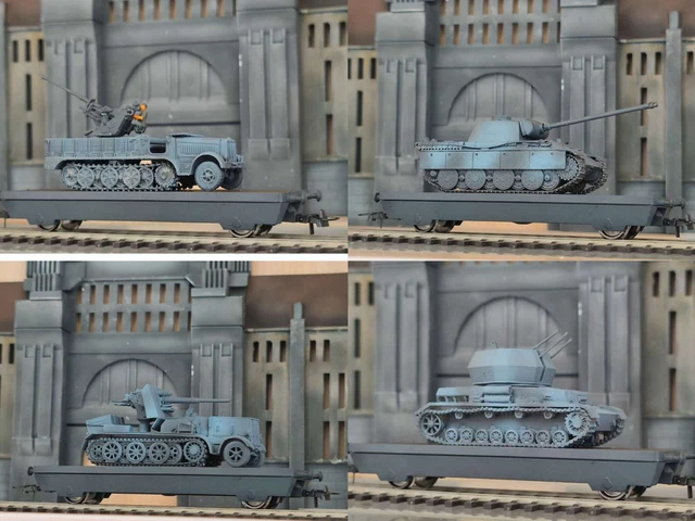 1/87 H0 DC/AC Militär WWII WW2 Deutsch Panzerzug flakwagen bemalt EUR ...