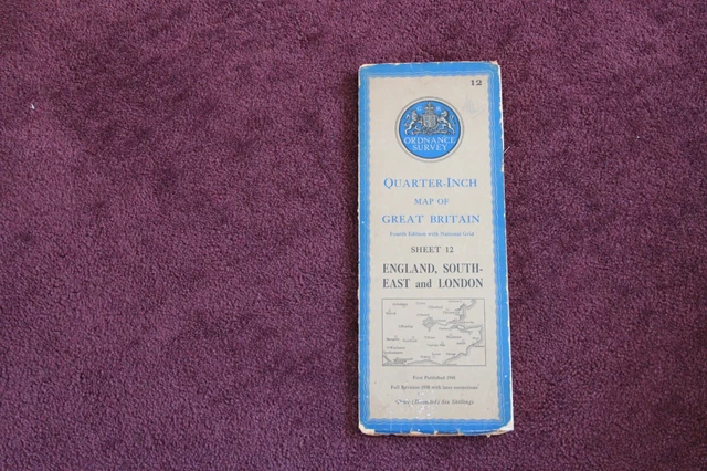 VINTAGE CLOTH OS Quarter-inch map of Great Britain Sheet 12 ENG, S/E ...