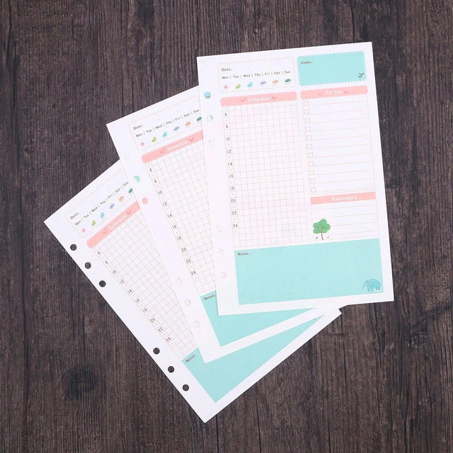 ONE PAGE PER day refill 6 holes paper refills Filler Paper Pages Refill ...