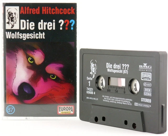 DIE DREI ??? 87 Fragezeichen Wolfsgesicht Europa logo schwarz 1999 EUR ...