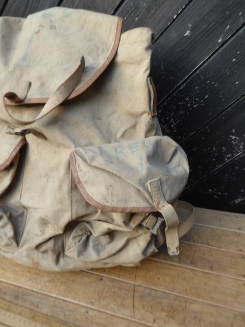 WW2 BRITISH ARMY Rucksack with Bamboo Frame .W/|\D marked .Canvas Pack ...