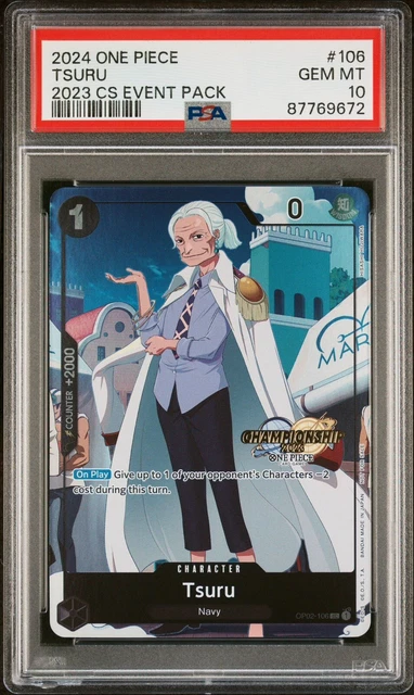 PSA 10 2024 One Piece Tsuru 106 2023 Championship CS Event Pack Gem MT TCG EUR 138,14 - PicClick FR