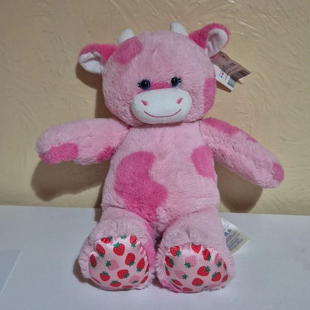 BUILD A BEAR Online Exclusive Pink Strawberry Cow Plush Soft Toy Teddy ...