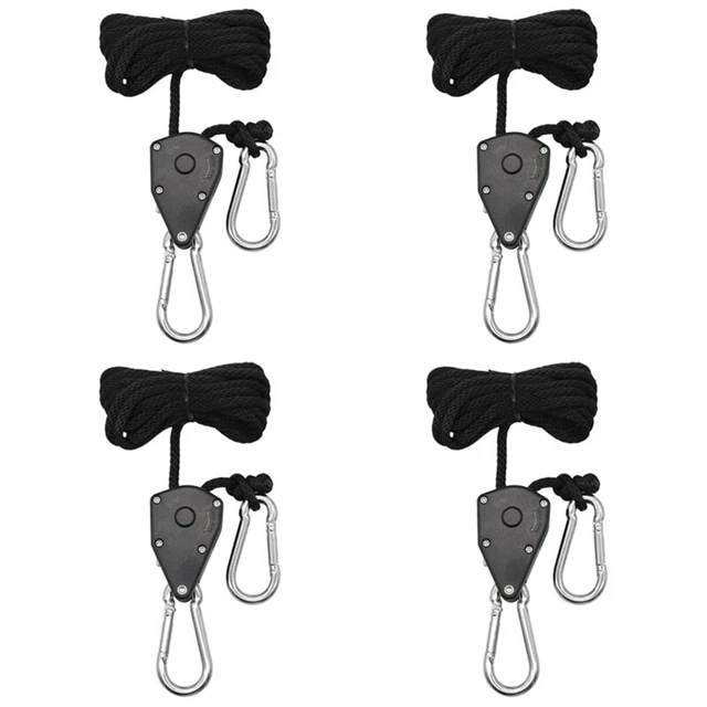 4 PACK 1/8 Inch Adjustable Heavy Duty Rope Hanger Ratchet Grow ...