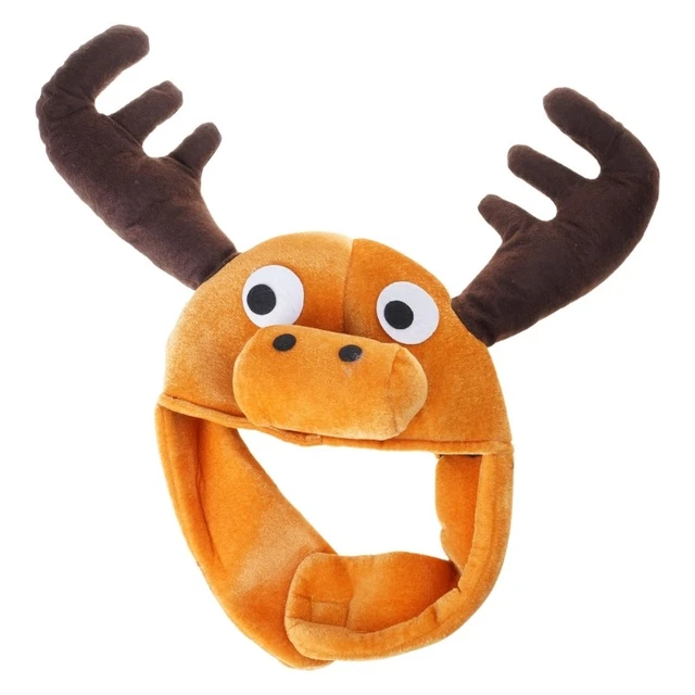 FURRY PLUSH MOOSE Hat Cartoon Animal Headwear Costume Headwear for ...