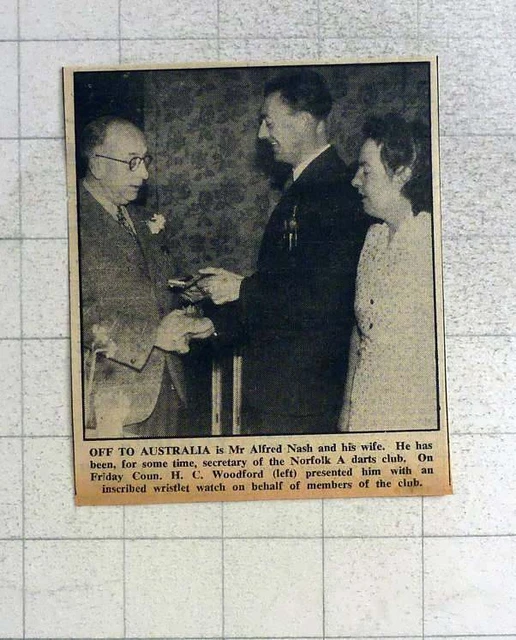 1949 ALFRED NASH And His Wife, Norfolk Darts Club Worthing Going To ...