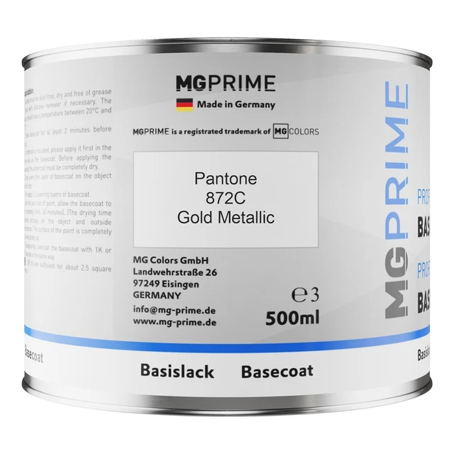 PANTONE 872C GOLD Metallic peinture pot kit base vernis 2C mat satiné 1 ...