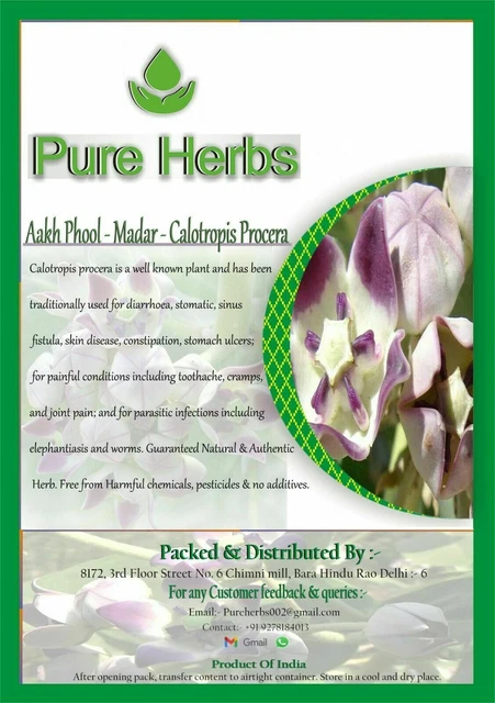 Pure Herbs Aakh Phool Madar And Calotropis Procera £1031 Picclick Uk